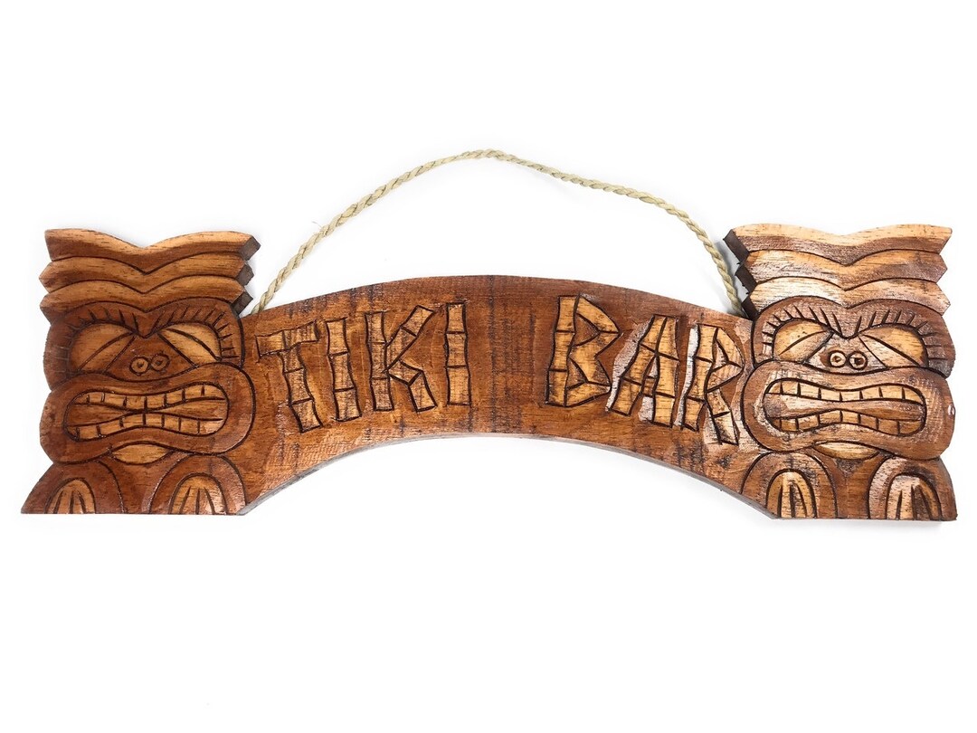 Tiki Sign W/ Hand Carved Tikis 20" - Tiki Bar Decor | #dpt539450 - Etsy