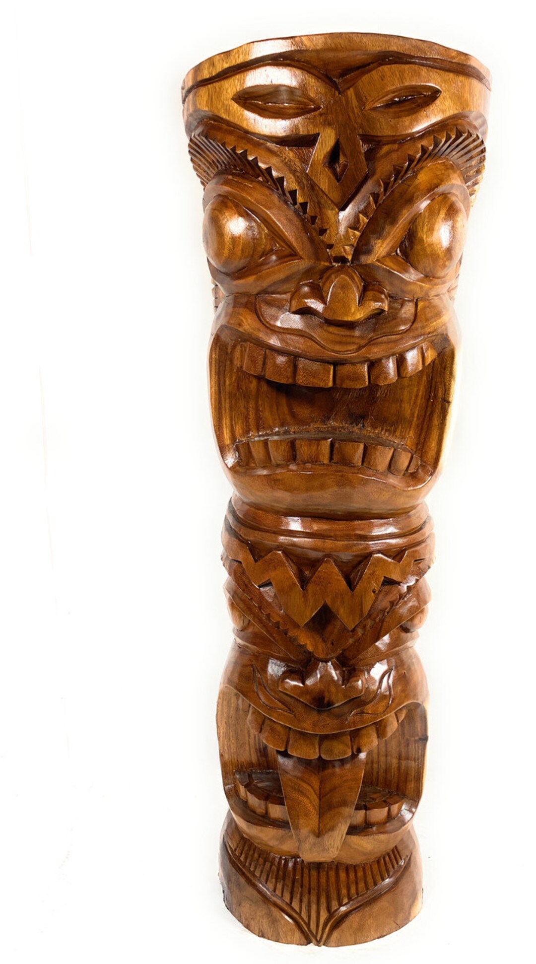 Premium Love & Strength Thick Tiki Totem 40 Inch - Deep Carving ...