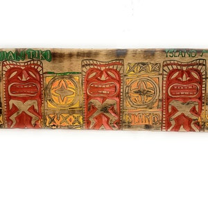 Wooden Tiki Relief Hawaiian Tiki, Island Motion Wooden Panel 40 Inch X ...
