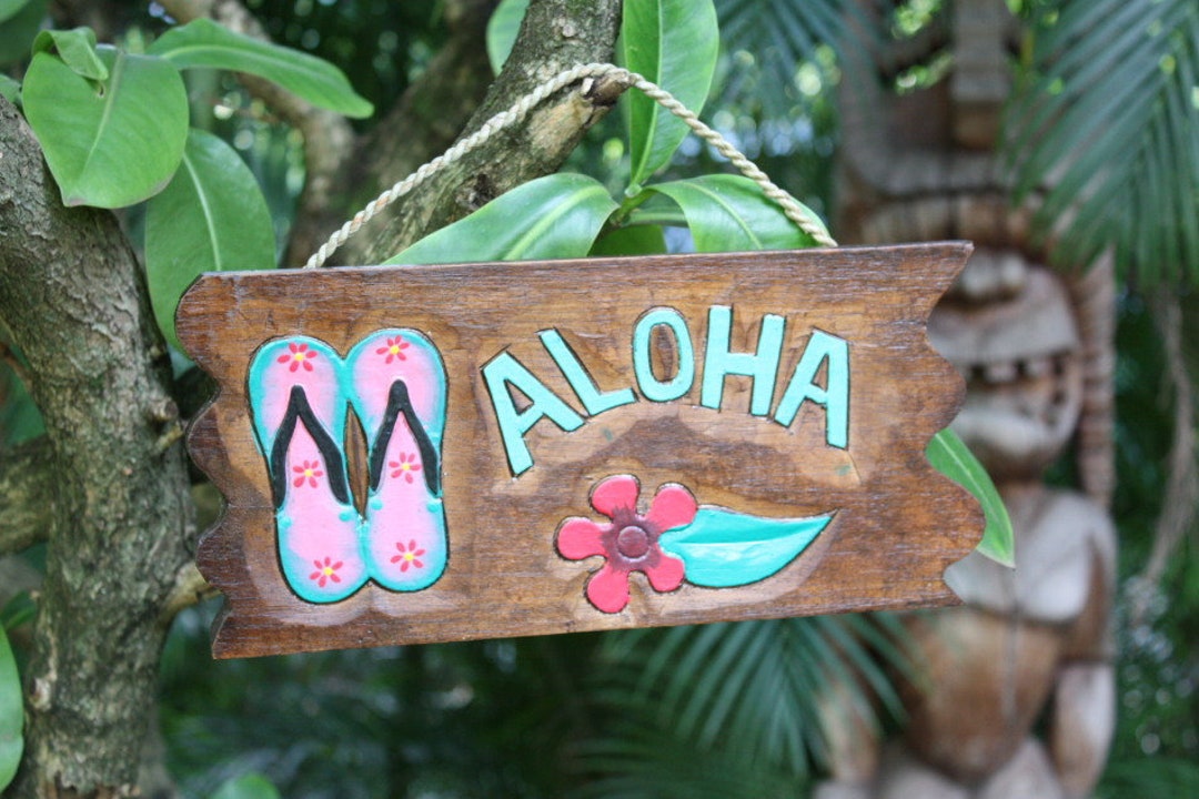 Aloha Sign W/ Slippers and Hibiscus Sign 12 Tropical - Etsy