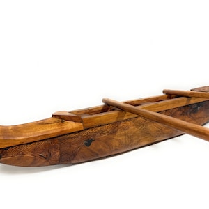 Outrigger Canoe 48 Inch Tapa Carving Acacia Koa With Stand ...