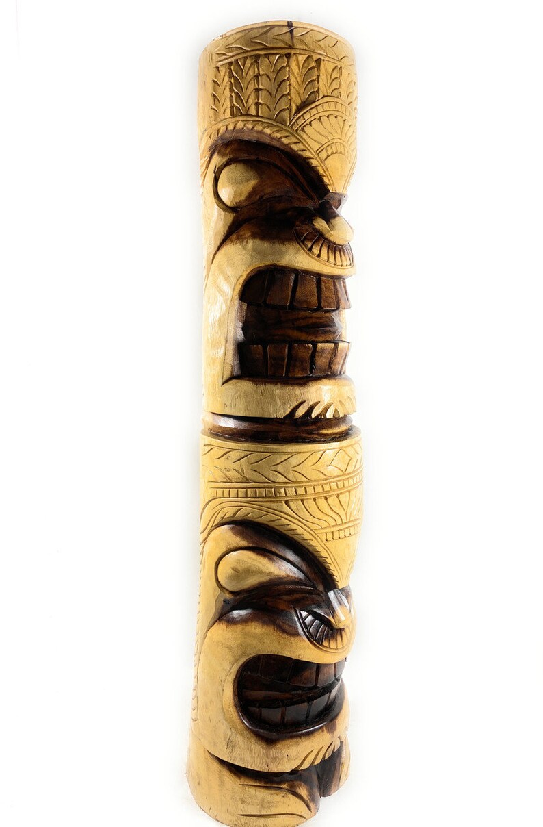 Premium Love & Prosperity Tiki Totem 48 Inch - Deep Carving Hawaii ...