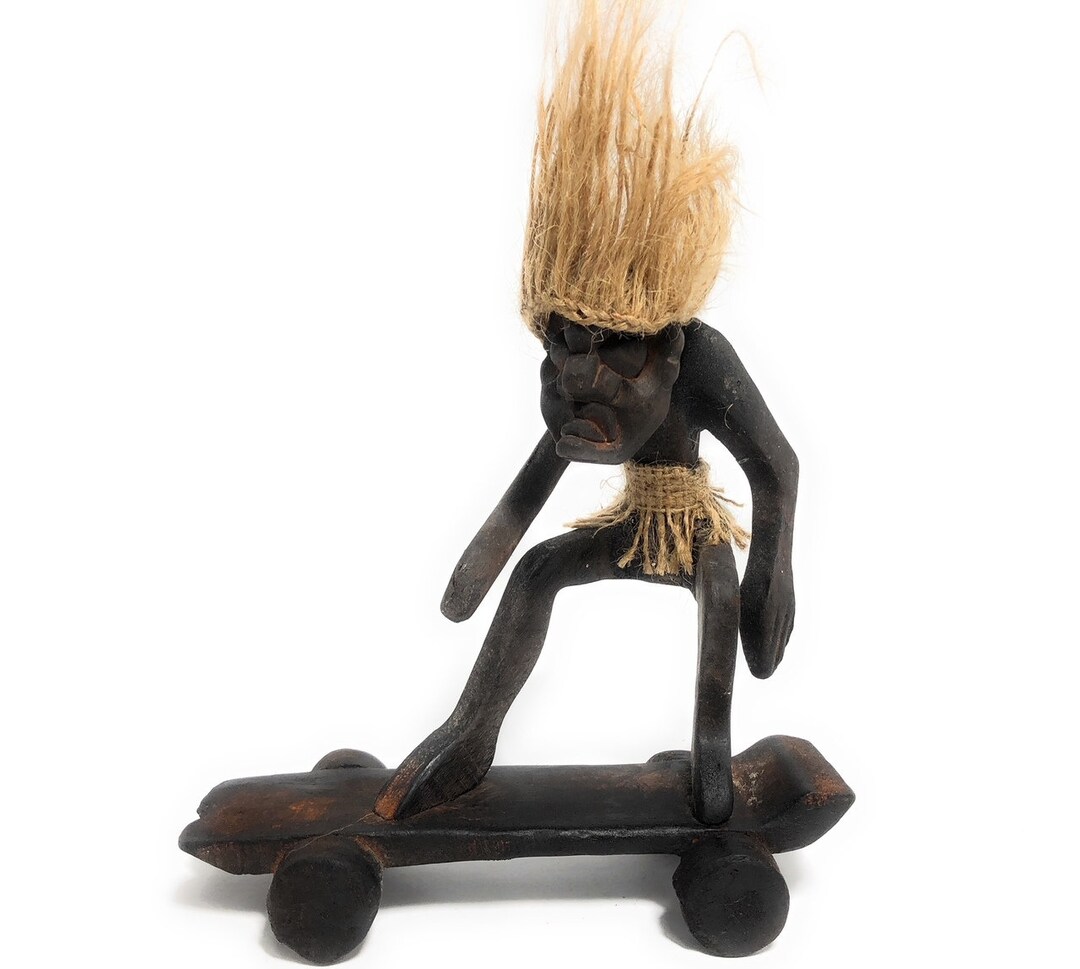 Off the Wall Skateboarder Crazy Primitive Tiki Dude 7" - Tribal Art | # ...