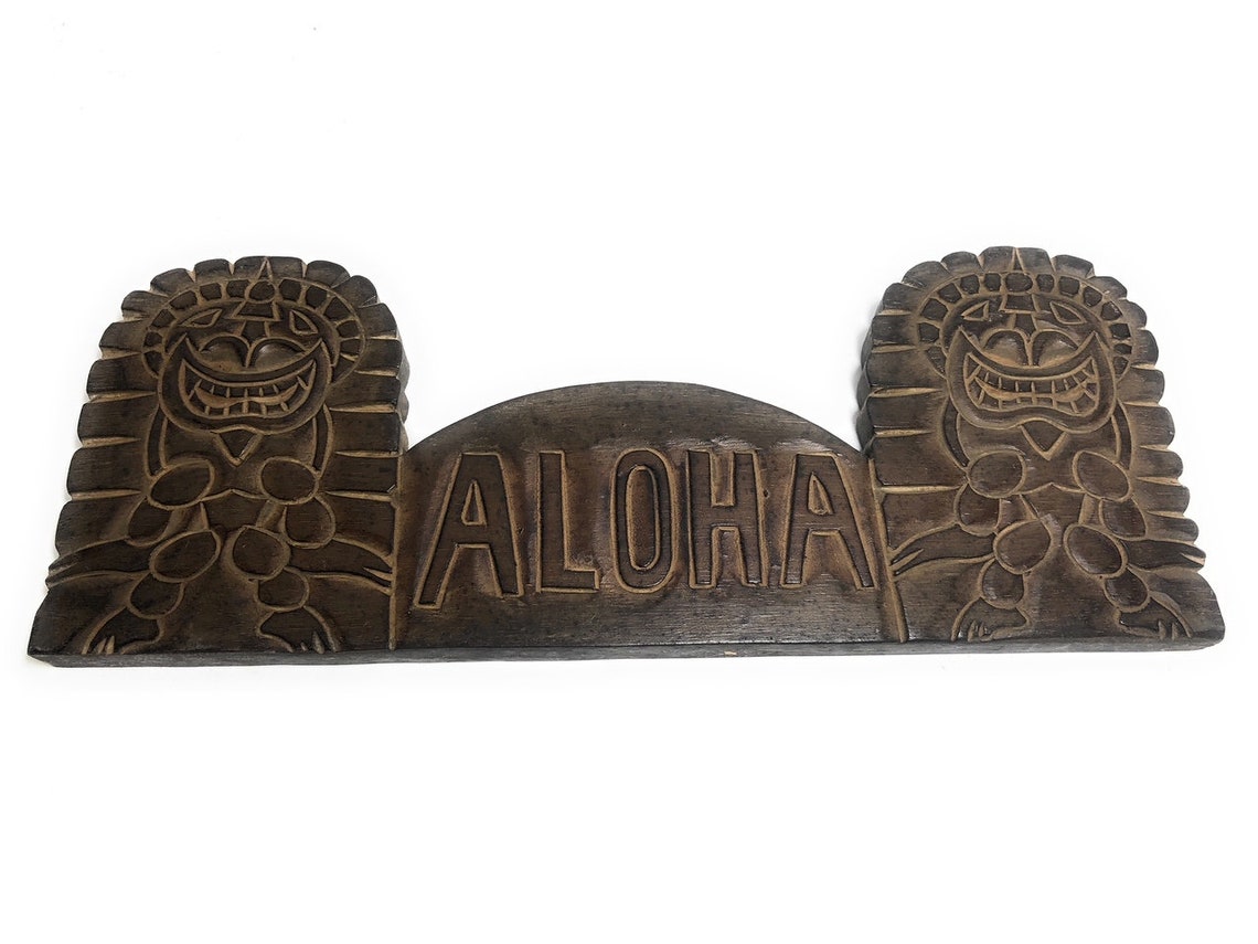Wooden aloha Tiki Sign 20 Inch Hand Carved | Etsy