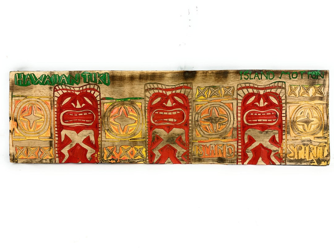 Wooden Tiki Relief Hawaiian Tiki, Island Motion Wooden Panel 40 Inch X ...
