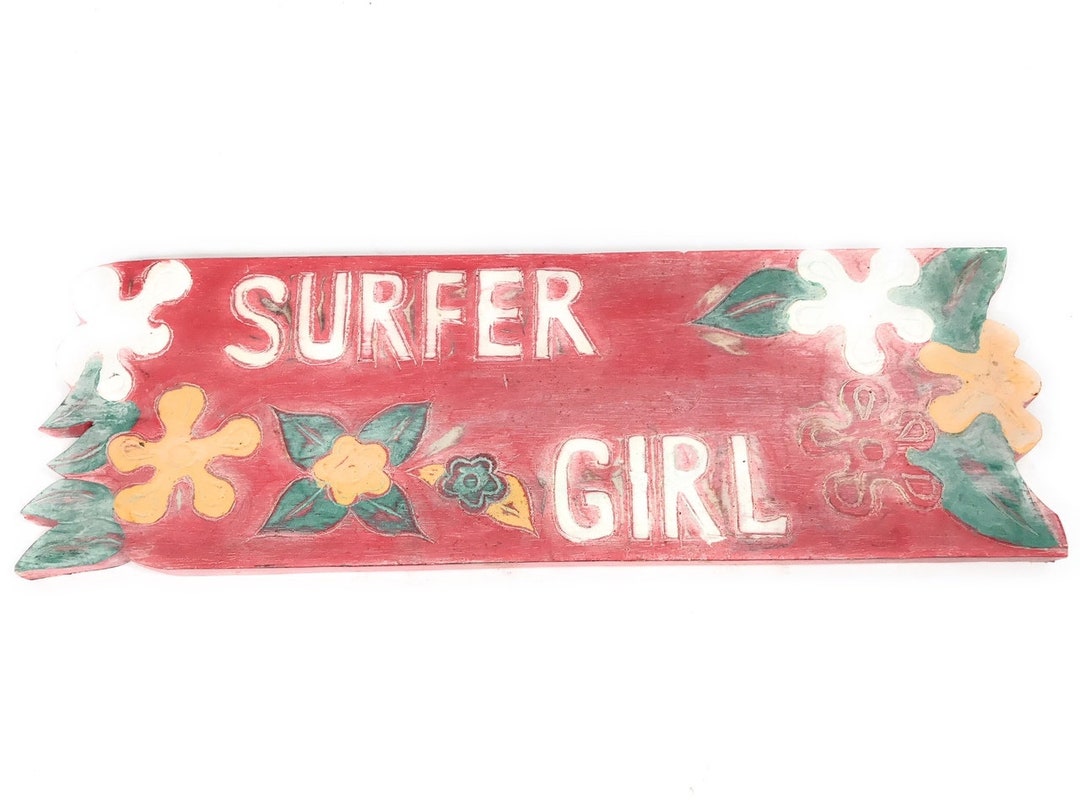 Rustic Surfer Girl Sign W/ Plumeria Flowers 24" | #dpt503960 - Etsy