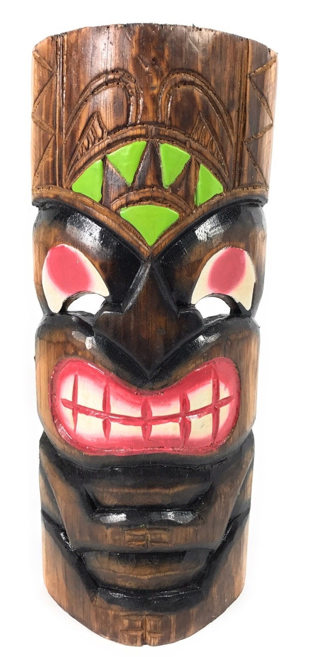 Smiley Tiki Mask 12" - Happy Tiki Idol | #dpt514430b - Etsy