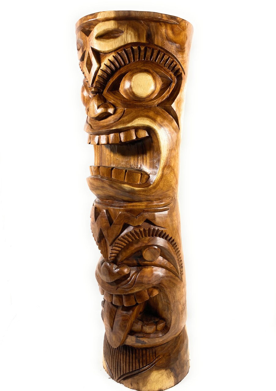 Premium Love & Strength Thick Tiki Totem 40 Inch -deep Carving - Hawaii ...