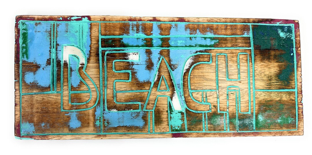Weathered Beach Sign 14 Inch - Rustic Finish - Cottage Decor | # ...
