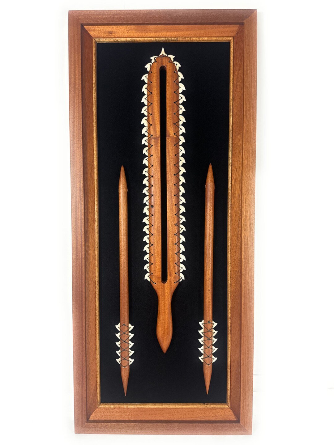 Ultimate Koa Shadow Box W/ Koa Sword & Spears 42 in X 18 in - Made in ...