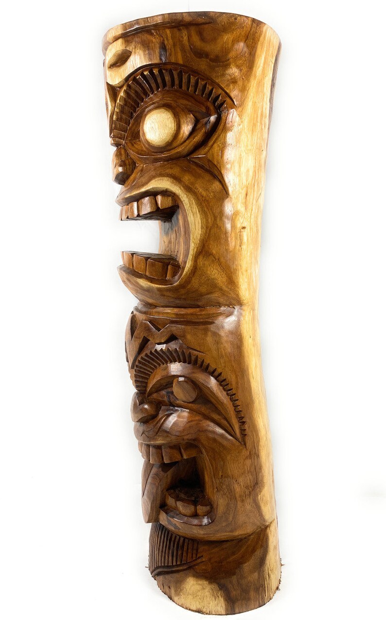 Premium Love & Strength Thick Tiki Totem 40 Inch -deep Carving - Hawaii ...