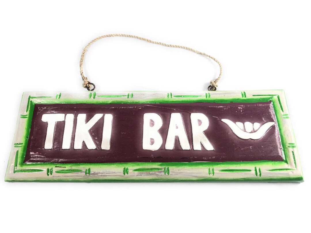 Tiki Bar Wooden Sign W/ Shaka Bamboo Design 12" | #snd25086 - Etsy