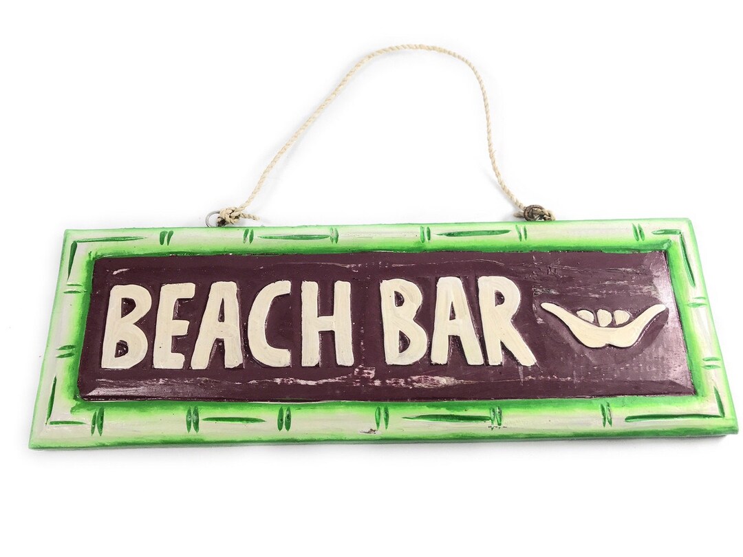 Beach Bar Wooden Sign W/ Shaka Bamboo Design 12" | #snd25087 - Etsy