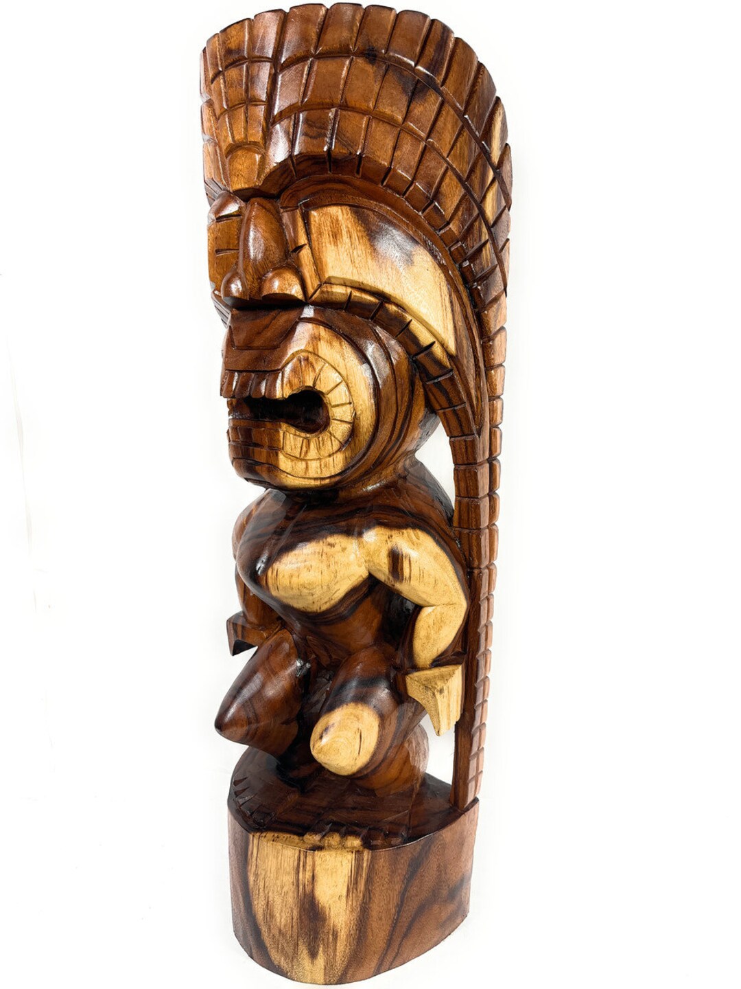 Premium Traditional Kane Tiki 40 Inch W/ Tribal Design Acacia Koa ...