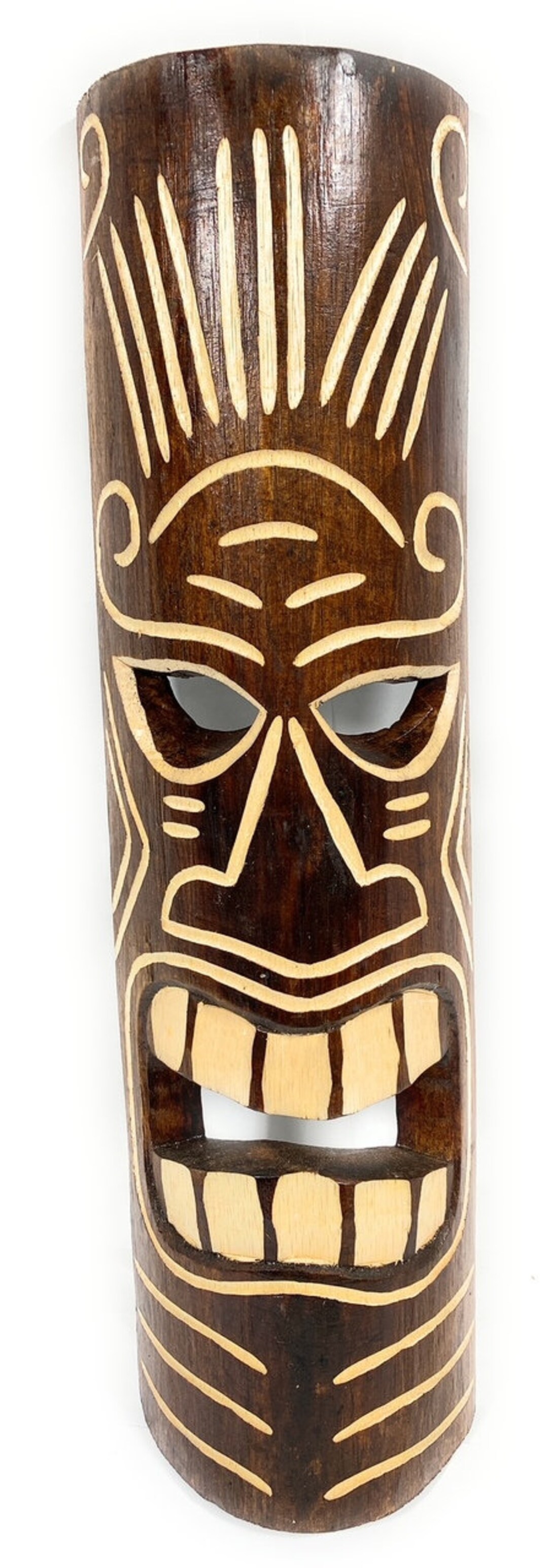 Winner Tiki Mask 20" - Tattoo Face Brown Hand Carved | #bag1506350 - Etsy
