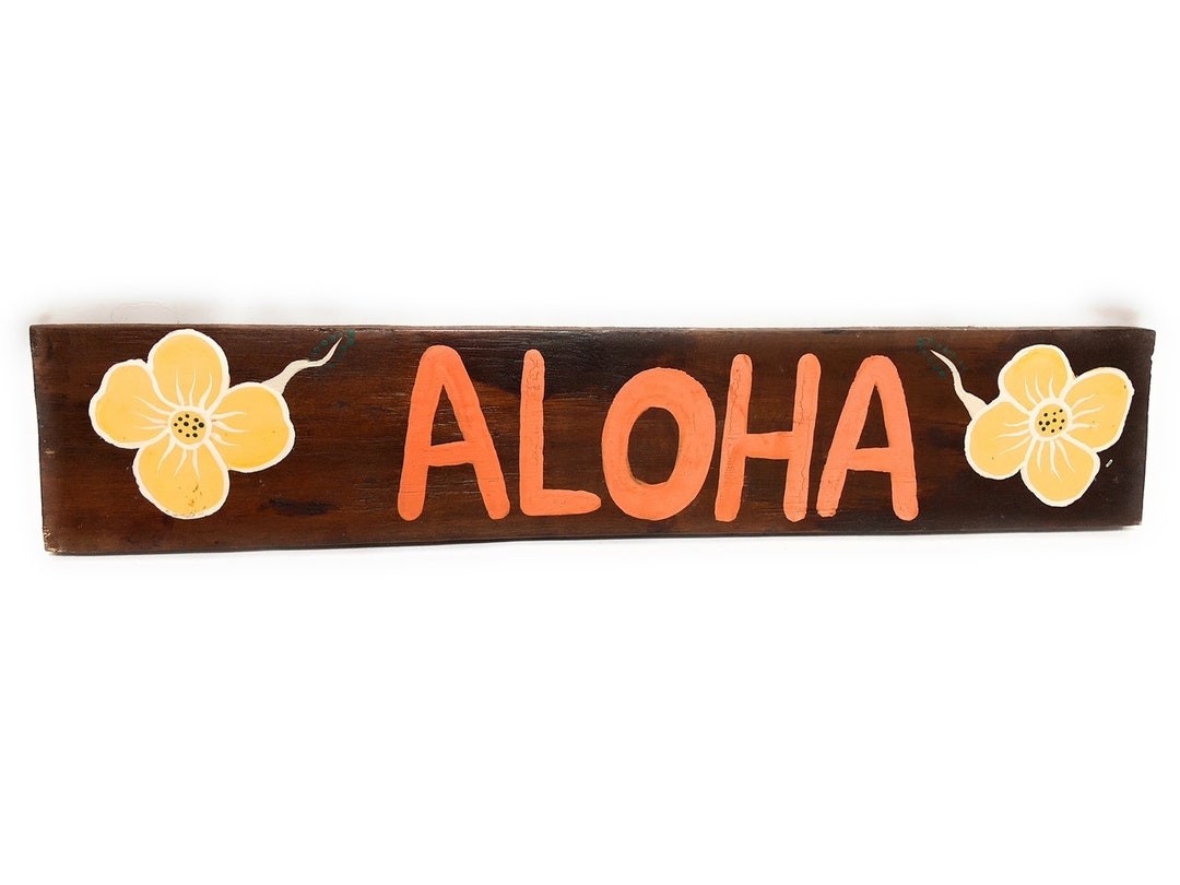 Wooden Aloha Sign W/ Hibiscus 20" - Tiki Bar Decor | #dptaloha1 - Etsy