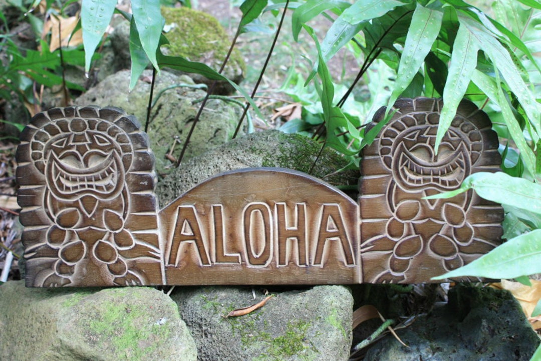 Wooden aloha Tiki Sign 20 Inch Hand Carved dpt507450 - Etsy