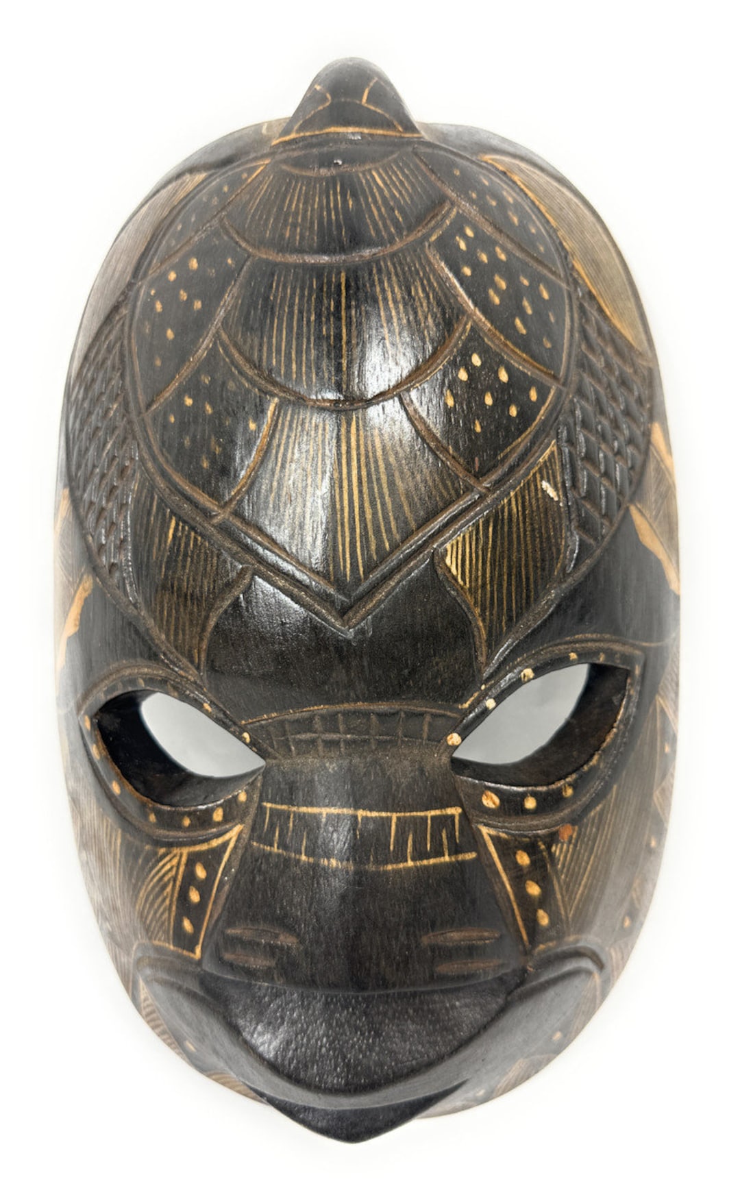 Black Fijian Mask 12 in With Carved Turtle | #mdrx004 - Etsy