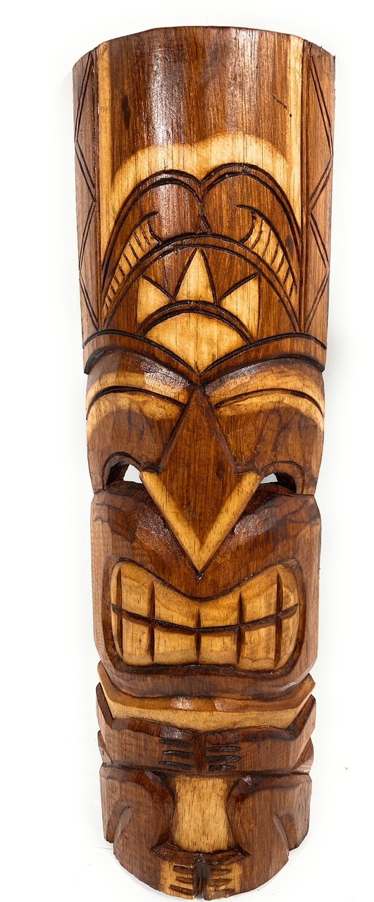 Happiness Tiki Mask 20 Antique Finish Hand Carved bag1505650 - Etsy