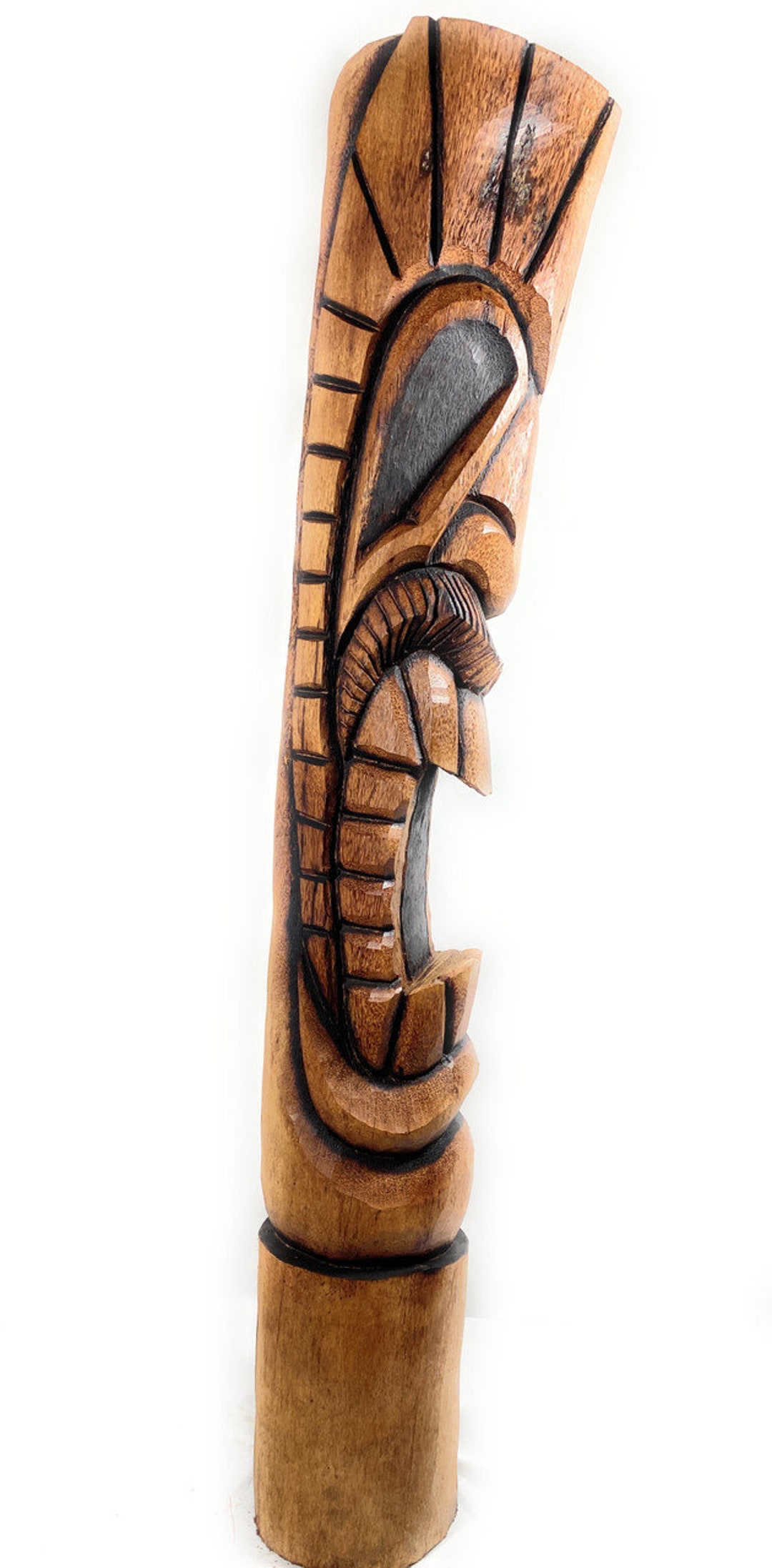 Pohaku Tiki Statue 60 Inch Deep Carving - Burnt Finish Outdoor Tiki | # ...