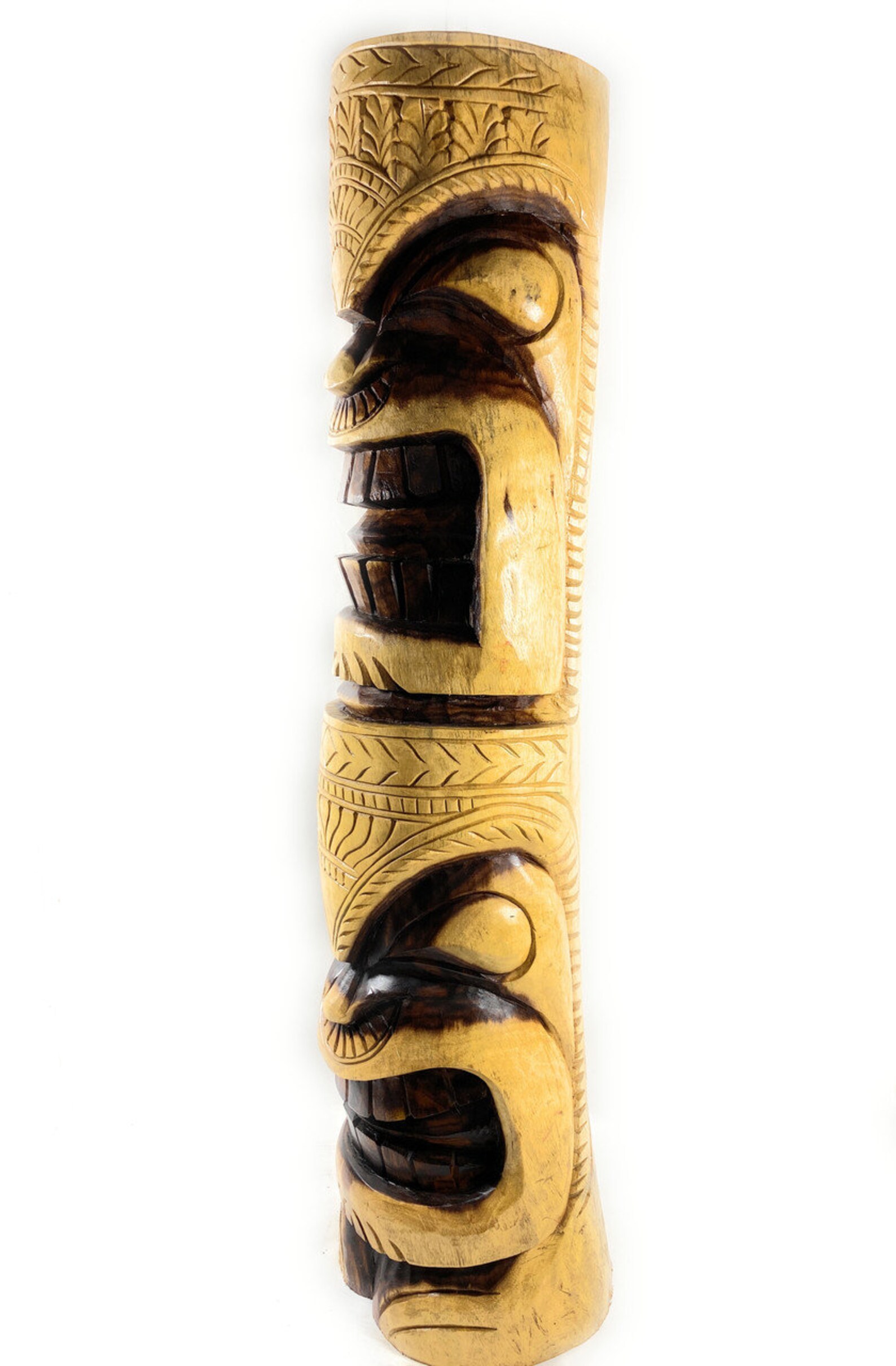 Premium Love & Prosperity Tiki Totem 48 Inch - Deep Carving Hawaii ...