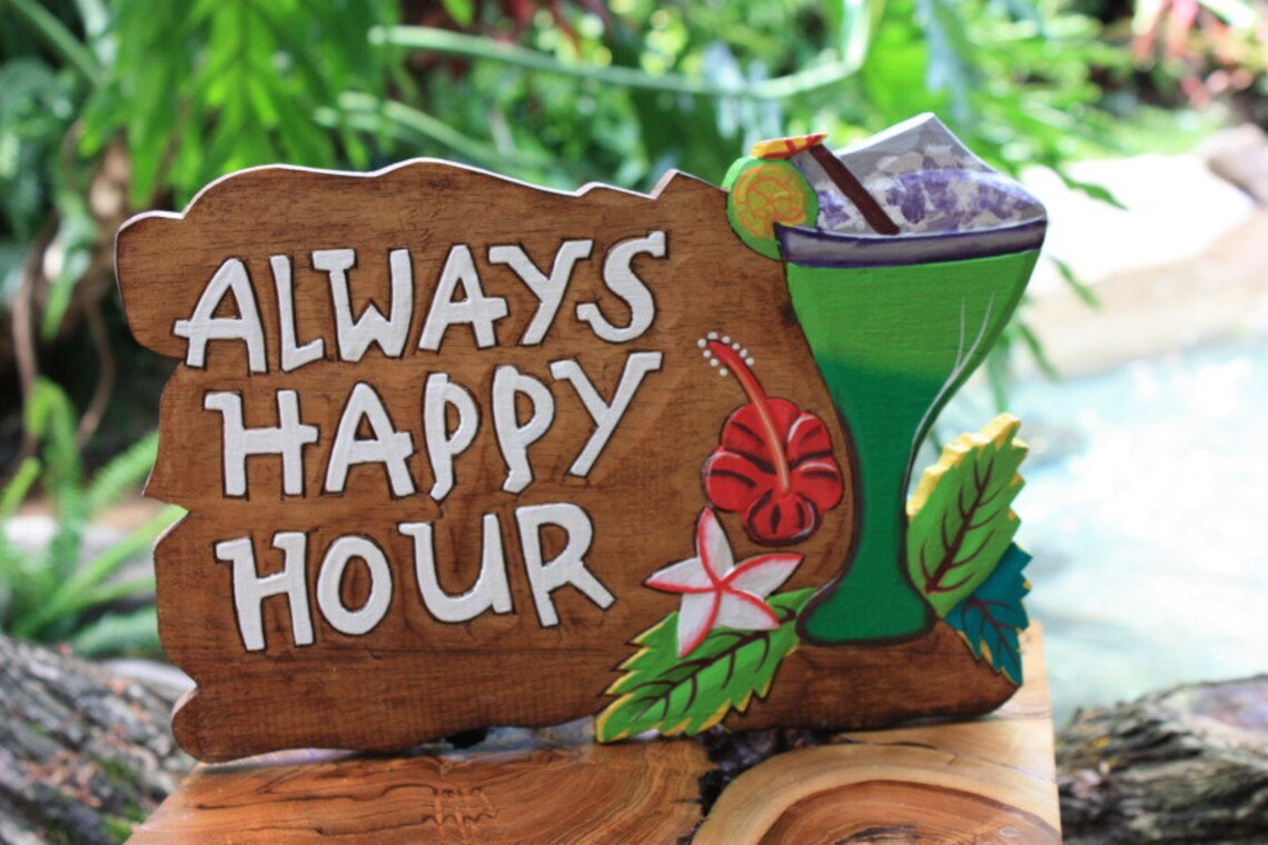 Tiki Bar Sign "always Happy Hour" With Margarita | #snd2504130 - Etsy
