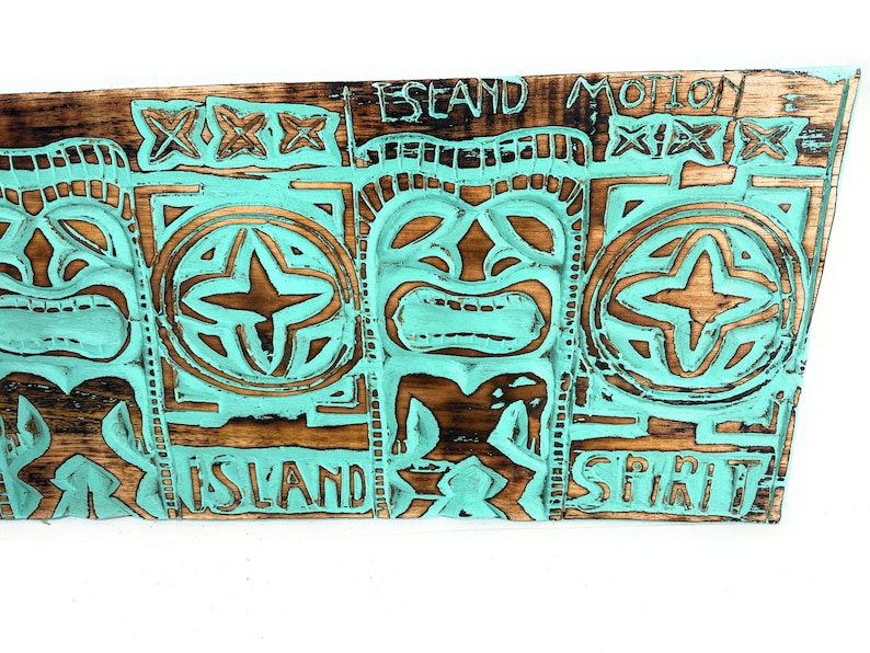 Wooden Tiki Relief Hawaiian Tiki, Island Motion Wooden Panel 40 Inch X ...