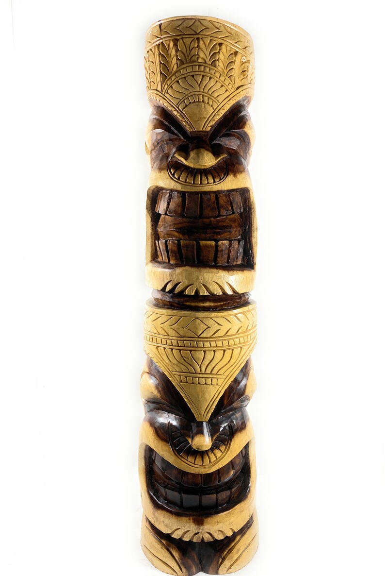 Premium Love & Prosperity Tiki Totem 48 Inch - Deep Carving Hawaii ...