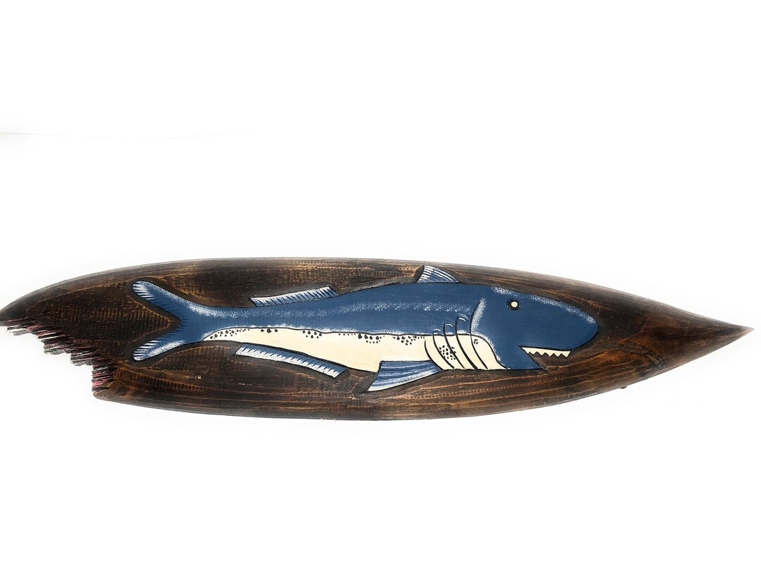 Shark Bite Surf Sign W/ Fish - 40" - Surf Decor | #ksa9035100 - Etsy