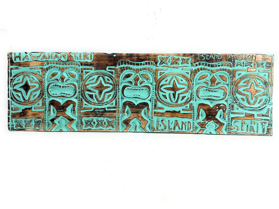 Wooden Tiki Relief Hawaiian Tiki, Island Motion Wooden Panel 40 Inch X ...