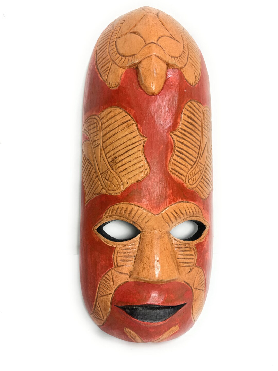 Red Tribal Fijian Mask Love With Carved Turtle mdrx008 - Etsy