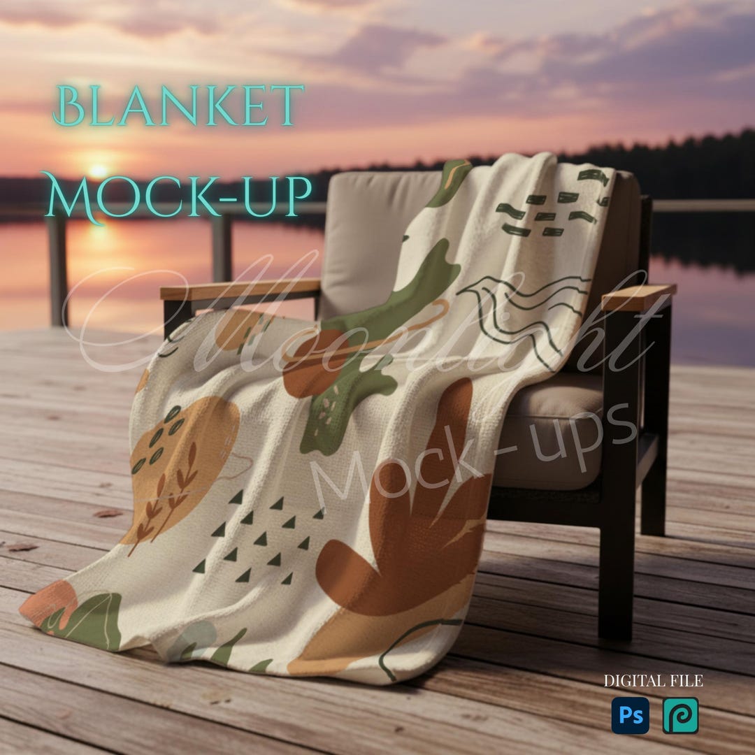 Blanket Mock-up on a Chair at Sunset | Cosy Realistic Throw Display by ...