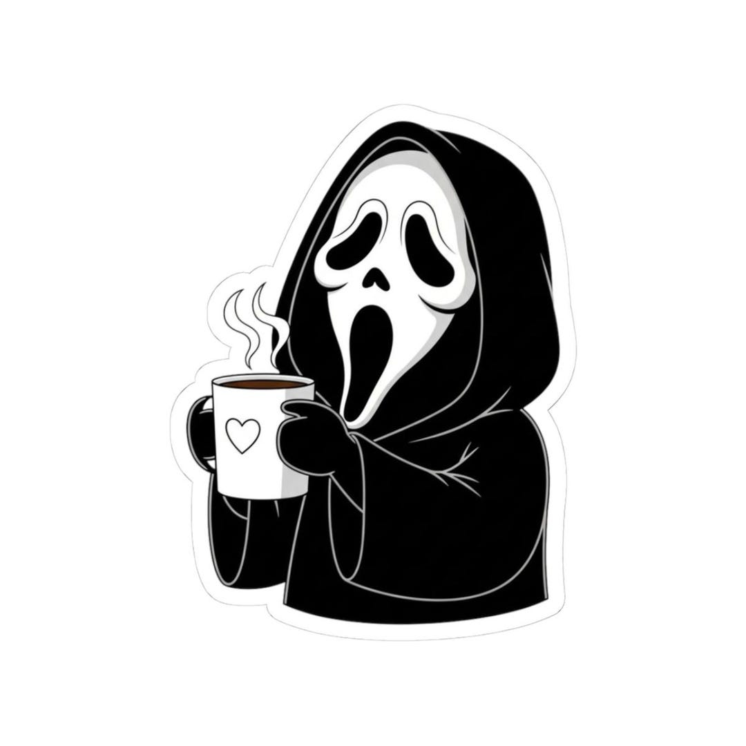 Ghostface Coffee Mug Sticker: Spooky Halloween Laptop Decor - Etsy