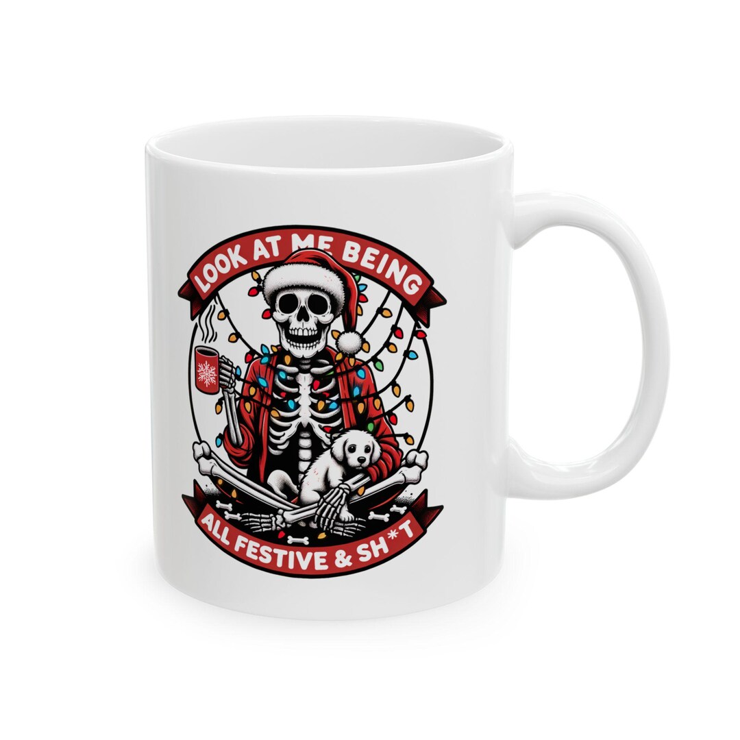 Festive Skeleton Mug | Christmas Skeletal Coffee Mug - Etsy