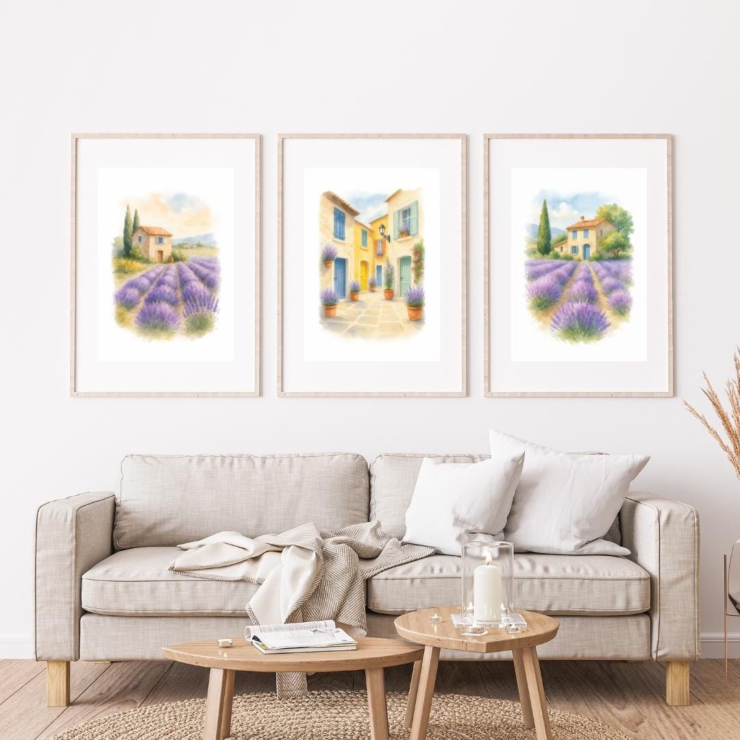 Provence Lavender Dreams Set of 3 | Lavender Field Wall Art | French ...