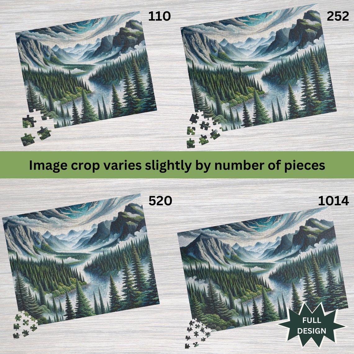 500-1000 Piece Puzzle Detailed Mosaic Mountain Valley Jigsaw Puzzle ...