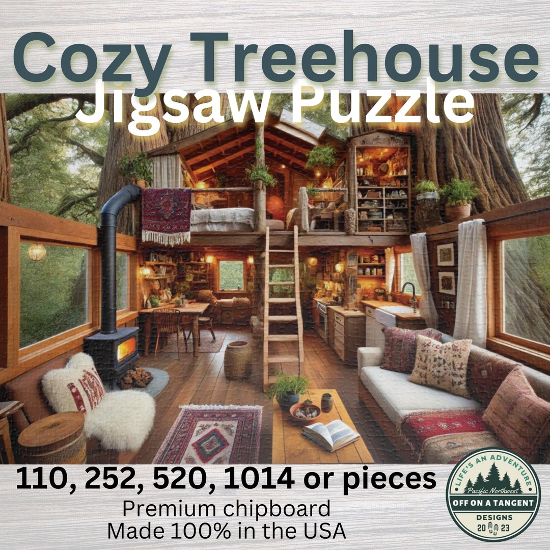 Beautiful Treehouse Interior Puzzle | 1000 Piece Relaxing Fantasy ...