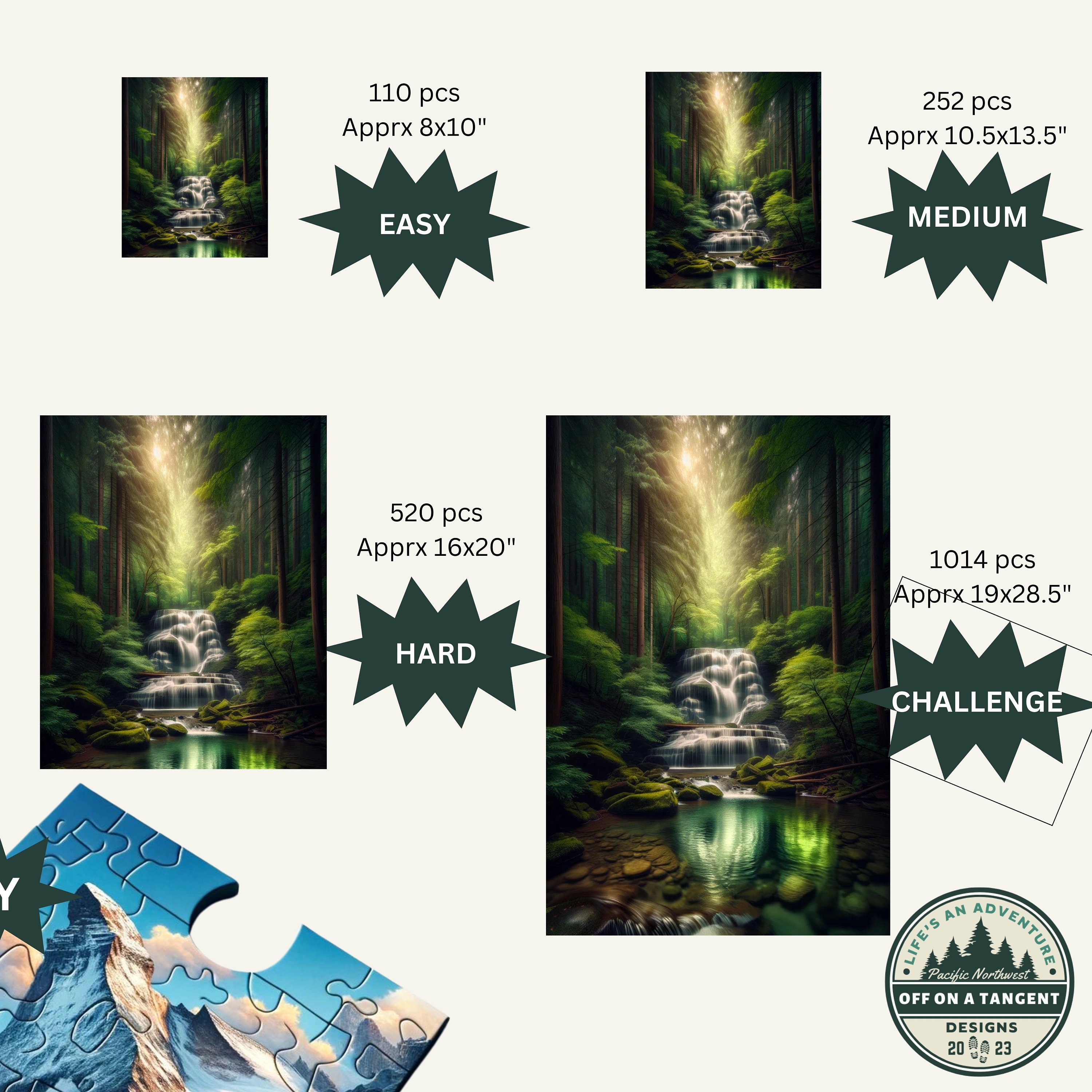 Puzzle Waterfall Mountain in Forest Nature Lover Camping Gift Pacific ...