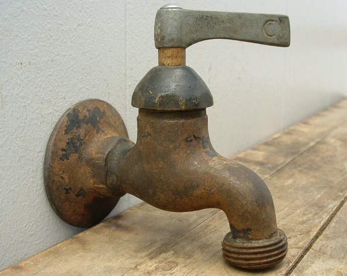 Old Rusty Industrial Cast Iron Water Faucet Spigot Steampunk Garden Art ...