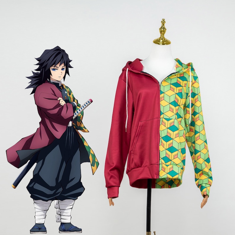 Demon Slayer Giyu Tomioka Cosplay Hoodie Jacket Plus Size Zip up Coat ...