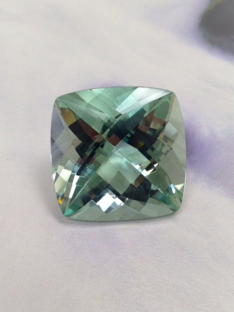 Mint Green Beryl Square Antique Cushion, Green Aquamarine, Green ...