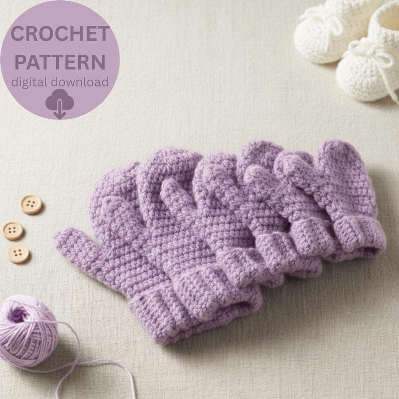 Crochet Mittens Pattern PDF, Toddler to Adult Sizes, Cozy Winter Gloves ...