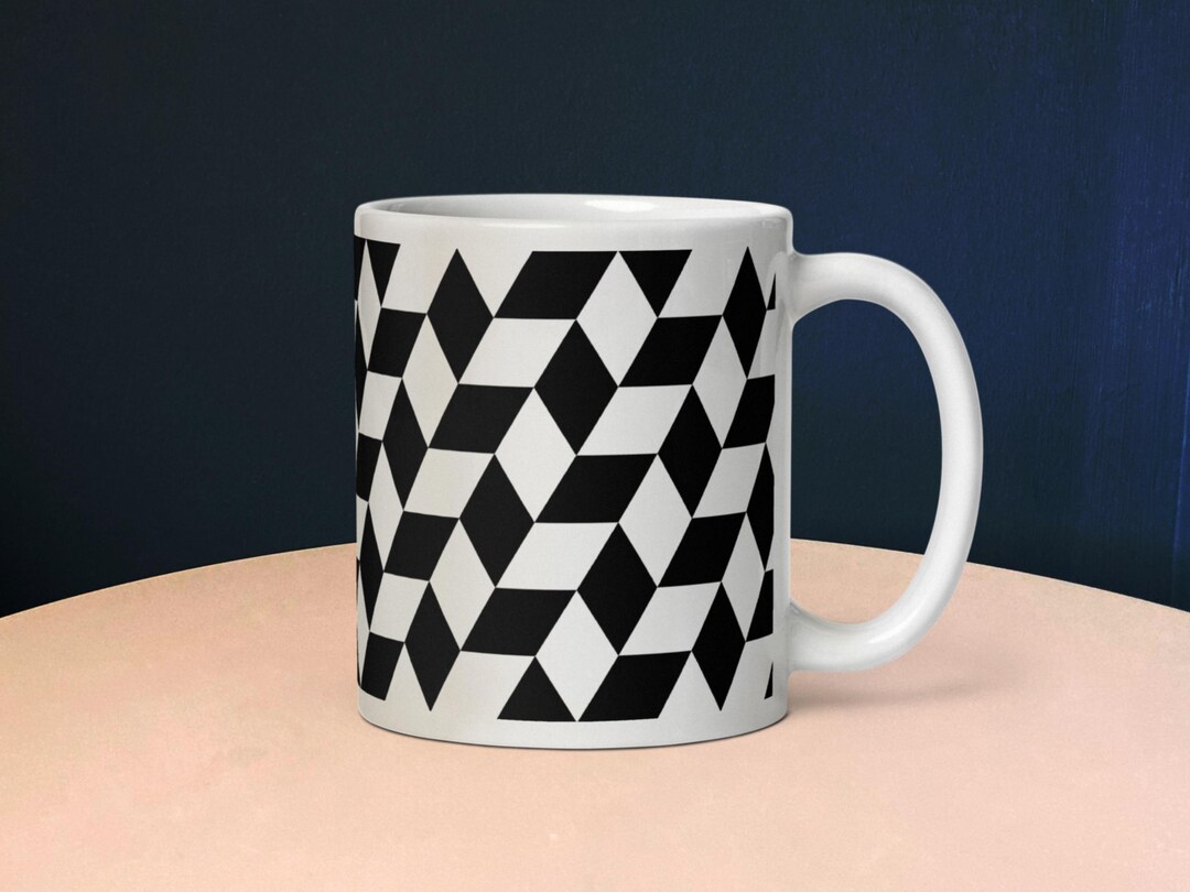 Op-art Twisting Isometric Cubes – Geometric Pattern – Black and White ...