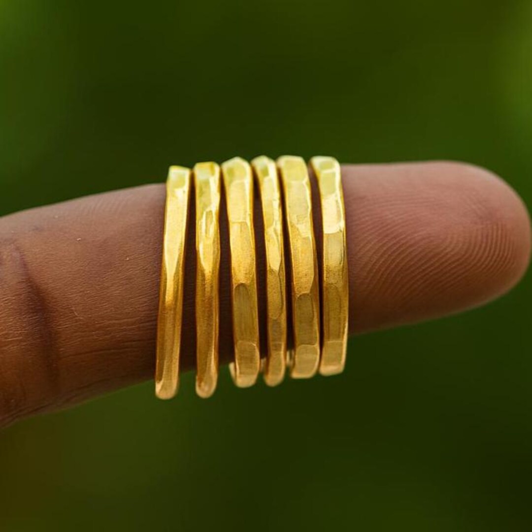 Handmade Brass Stacking Ring Set, Solid Brass Rings - Etsy