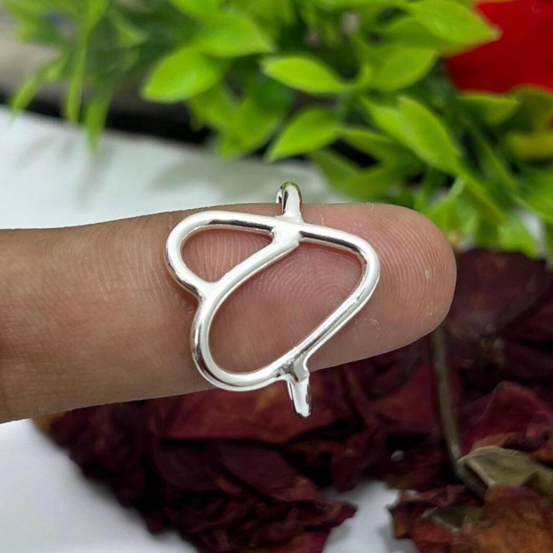 Hammered Sideways Heart 925 Sterling Silver, Stack Ring, Gift for Her ...