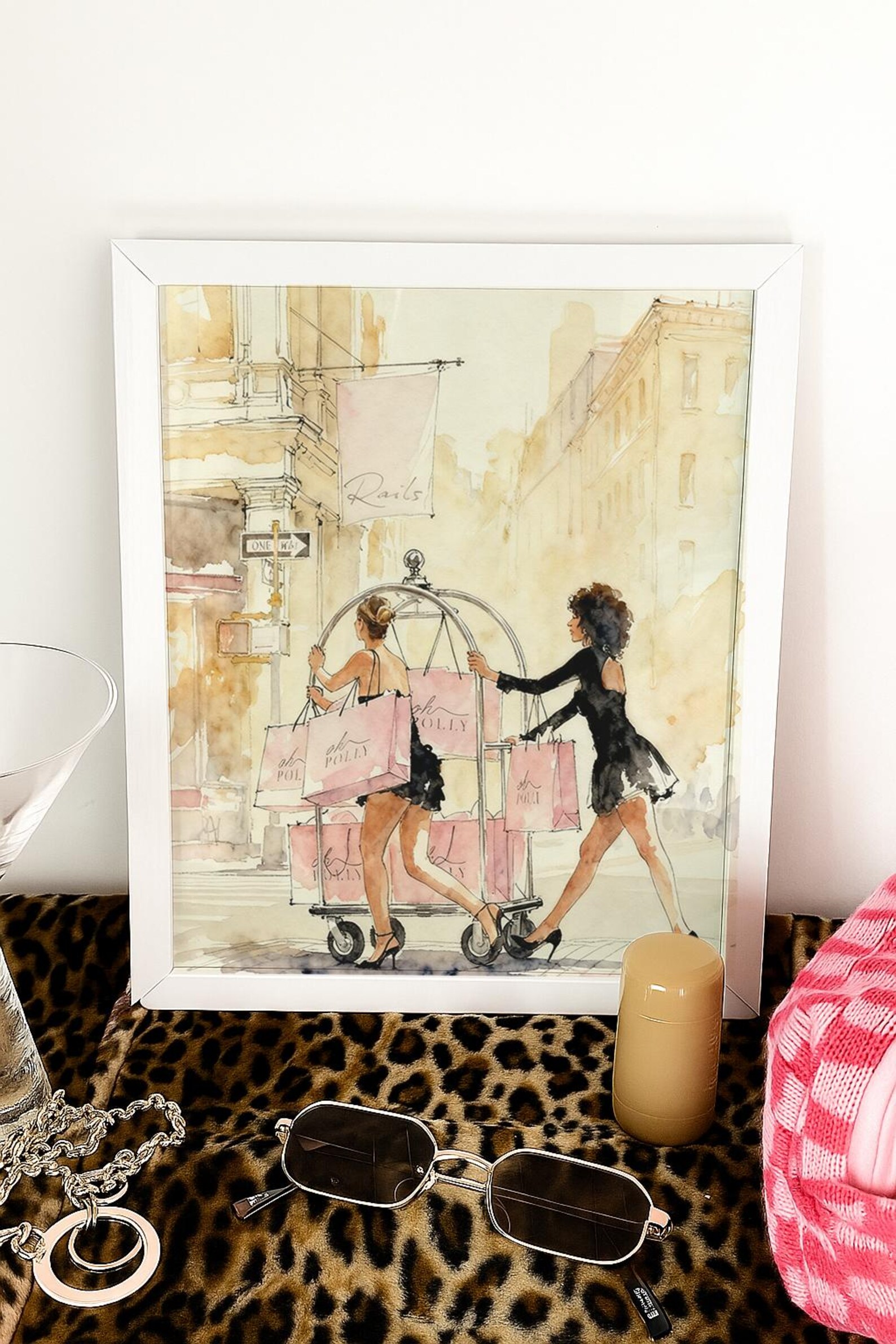 Luxury Fashion Wall Art | Chic Shopping Illustration Print | Designer ...