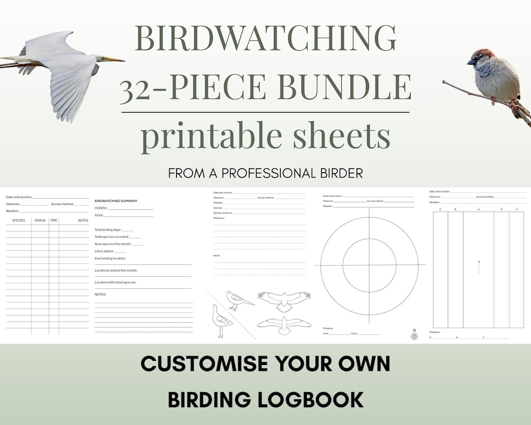Printable Birdwatching Logbook | Bird Observation Sheets, Point Count ...