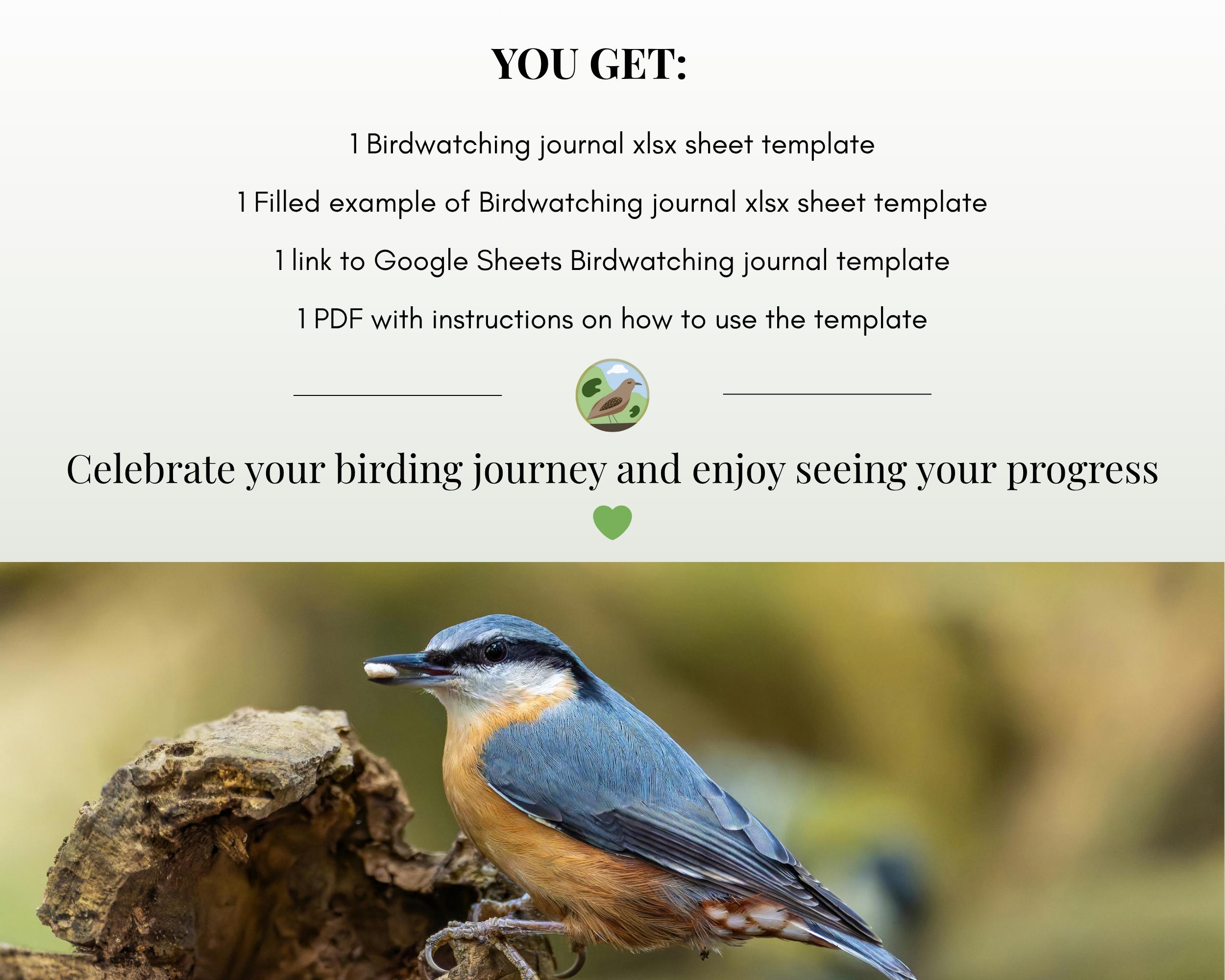 Birdwatching Logbook Template: Excel & Google Sheets Tracker (digital ...