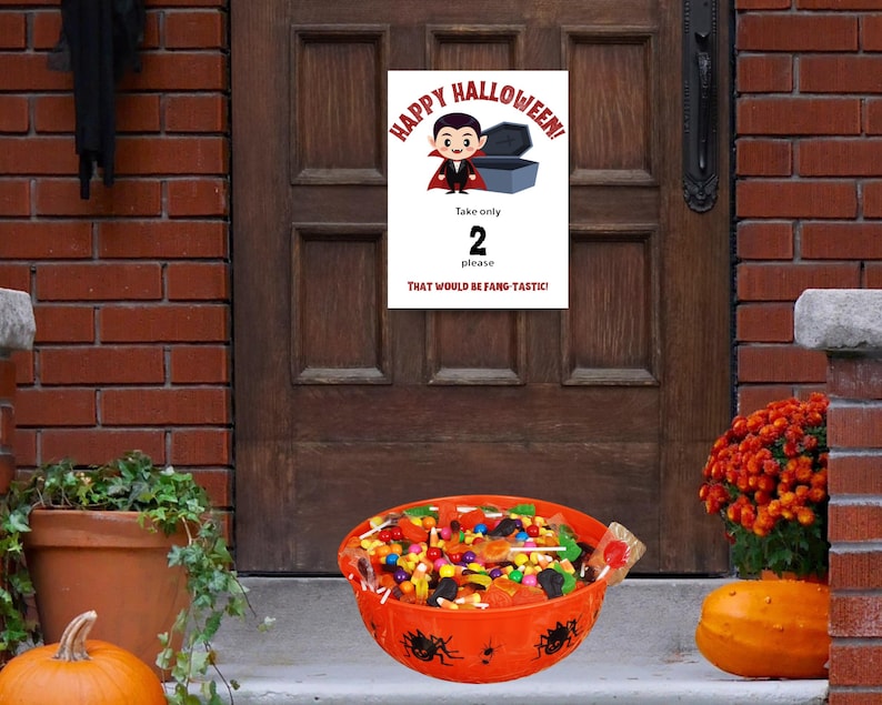 Printable Halloween Candy Bowl Signs, Trick or Treat Signs, Halloween ...