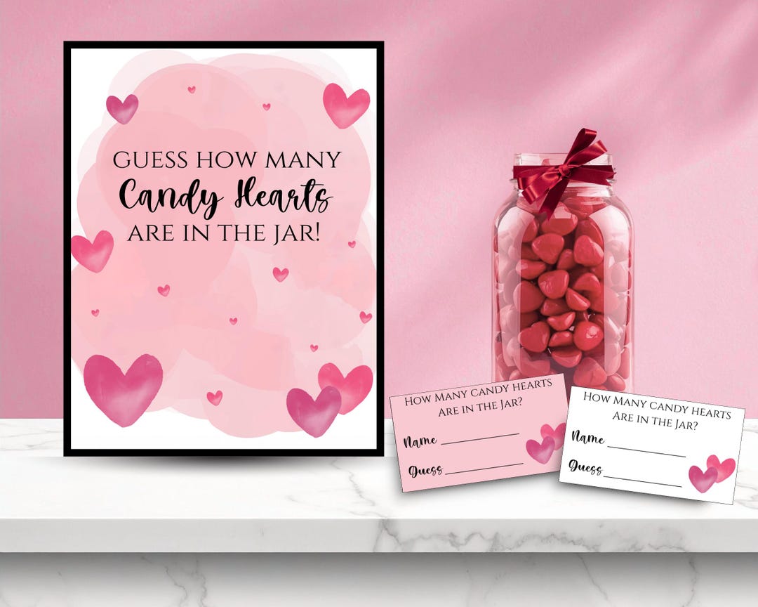 Printable Guessing Game, Guess How Many Candy Hearts in the Jar, Candy ...